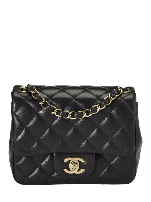 Chanel Quilted Lambskin Square Flap Bag - Black