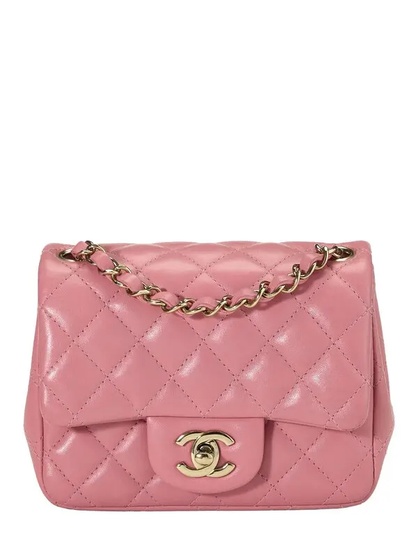 Chanel Lambskin Square Flap Bag - Pink