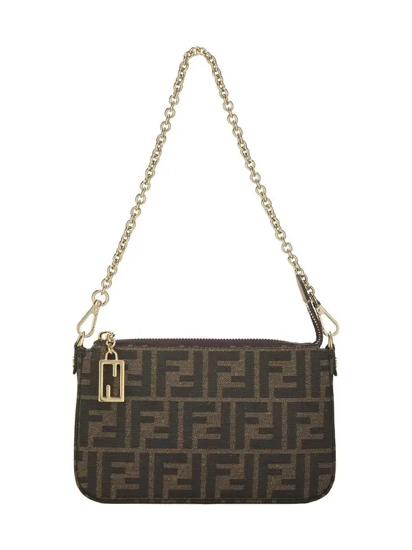 Fendi Zucca Monogram Canvas Baguette Pouch - Brown
