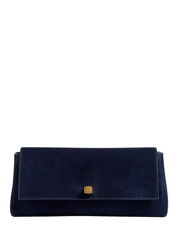 Khaite Audrey Suede Clutch - Midnight Navy