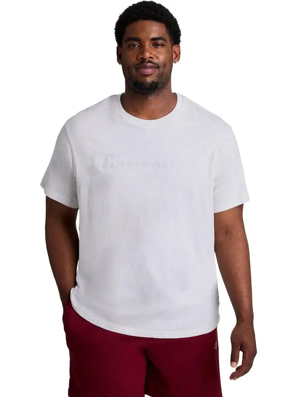 Champion Classic Graphic T-shirt, Tonal Script Logo Big & Tall - Platinum Silver Heather