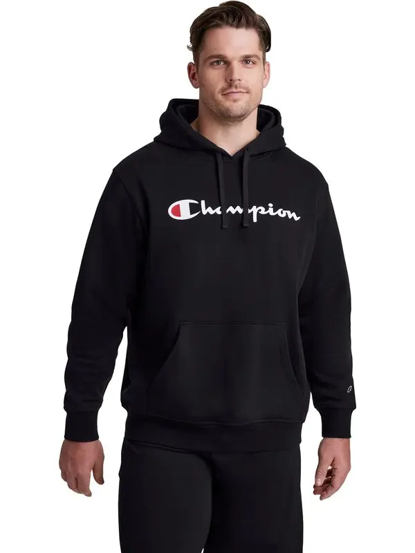 Champion Powerblend Hoodie With Full Script Logo - Black