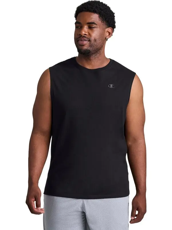 Champion Muscle Tank, C Logo Big & Tall - Black