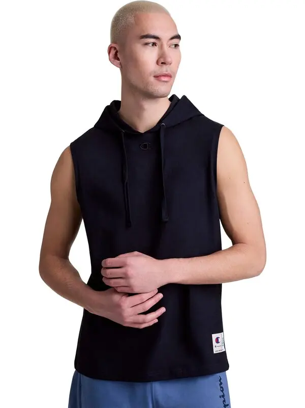 Champion Sleeveless Hoodie With Embroidered C Logo - Deep Navy