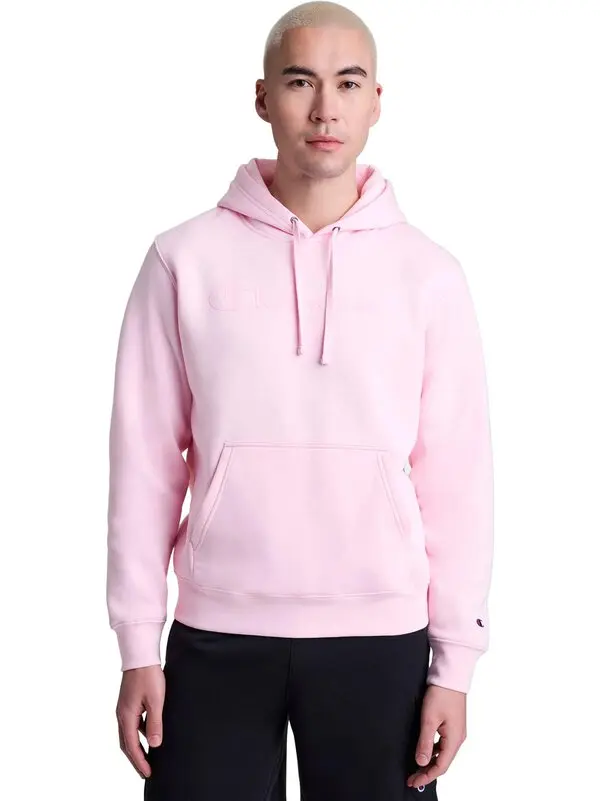 Champion Powerblend Hoodie With Tonal Script Logo - Rose Shadow