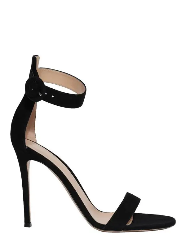 GIANVITO ROSSI Portofino 105 Suede Sandals - Black