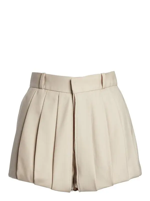 Coperni Pleated High-waisted Wool Shorts - Beige
