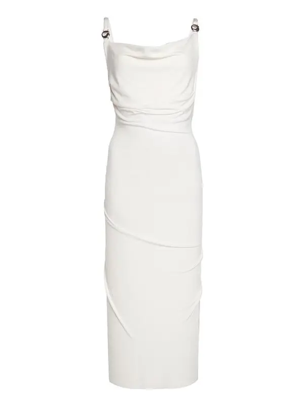 Coperni Maxi Dress With Cowl Neckline And Open Back - White