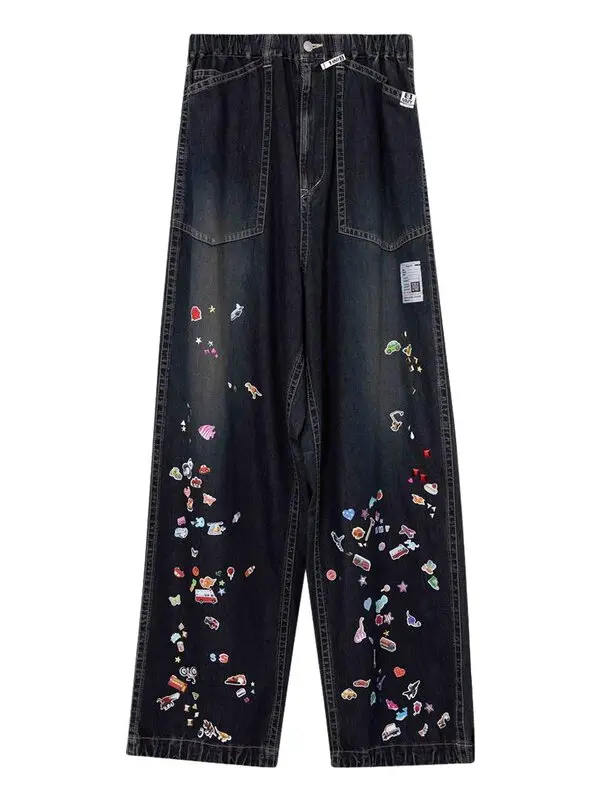 Mihara Yasuhiro Baker Jeans With Sticker Detail - Blue