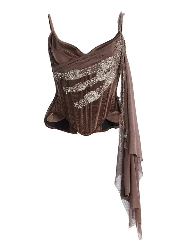 WIEDERHOEFT Salon Corset Velvet - Brown
