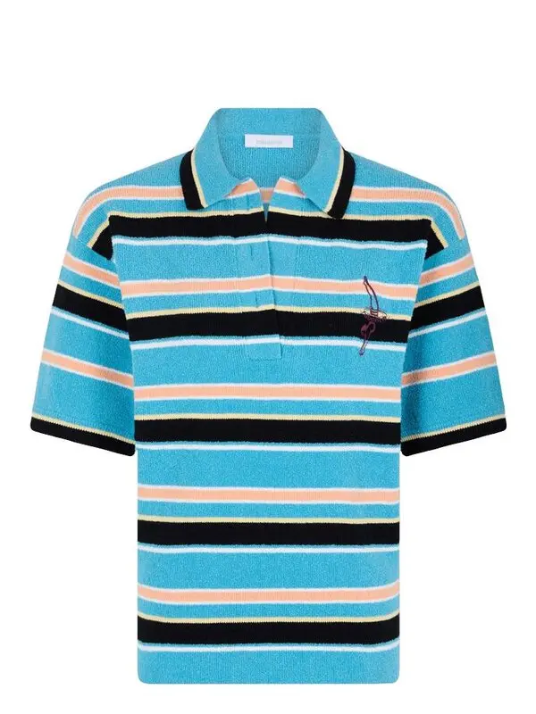 Rabanne Striped Polo Shirt - Blue
