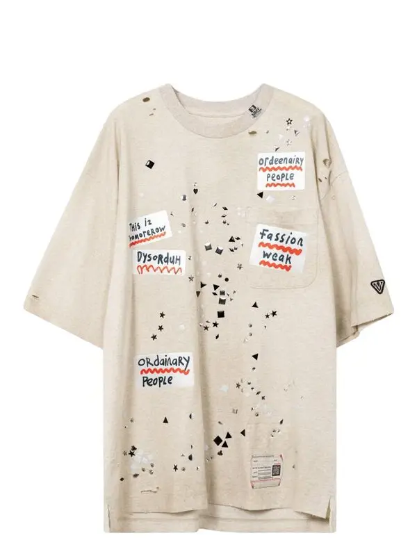 Mihara Yasuhiro Embellished Sticker Tee - White