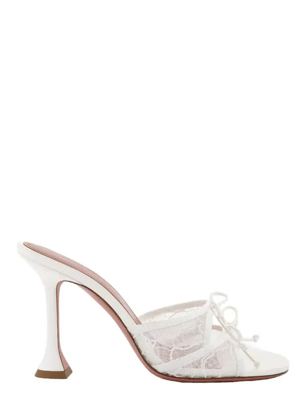 Amina Muaddi Eleonora Slipper Mule In Lace - White