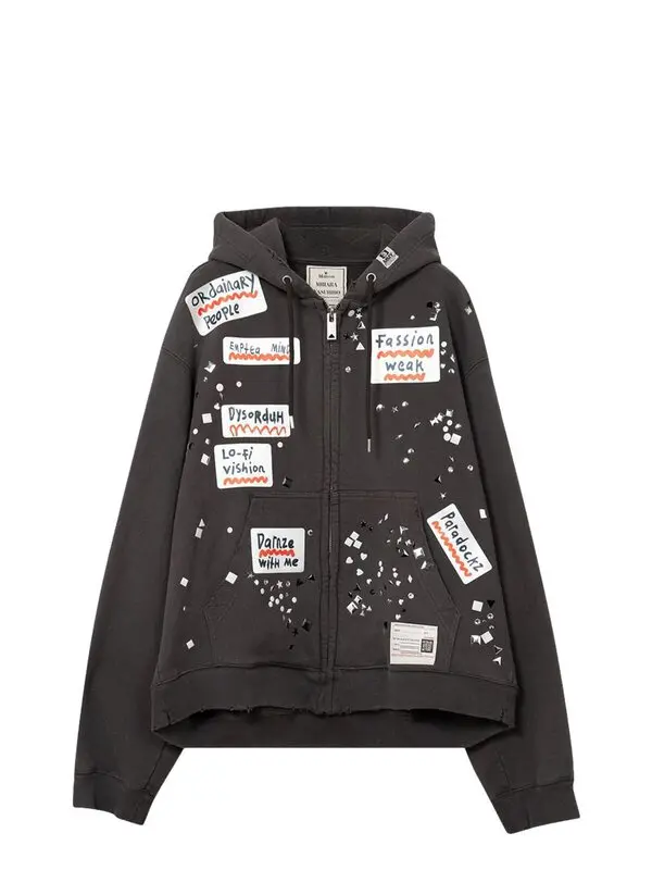 Mihara Yasuhiro Embellished Zip-up Hoodie - Black