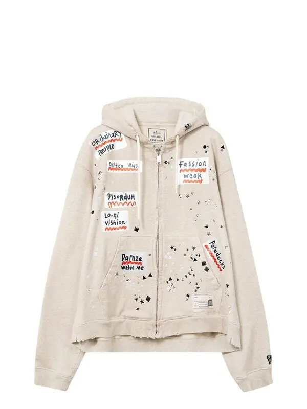 Mihara Yasuhiro Embellished Zip-up Hoodie - White