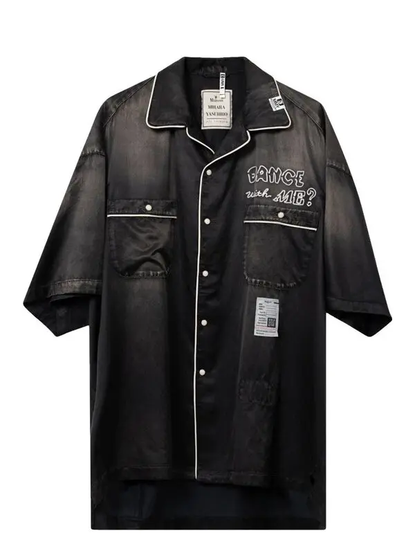 Mihara Yasuhiro Sun Fade H/s Satin Shirts - Black