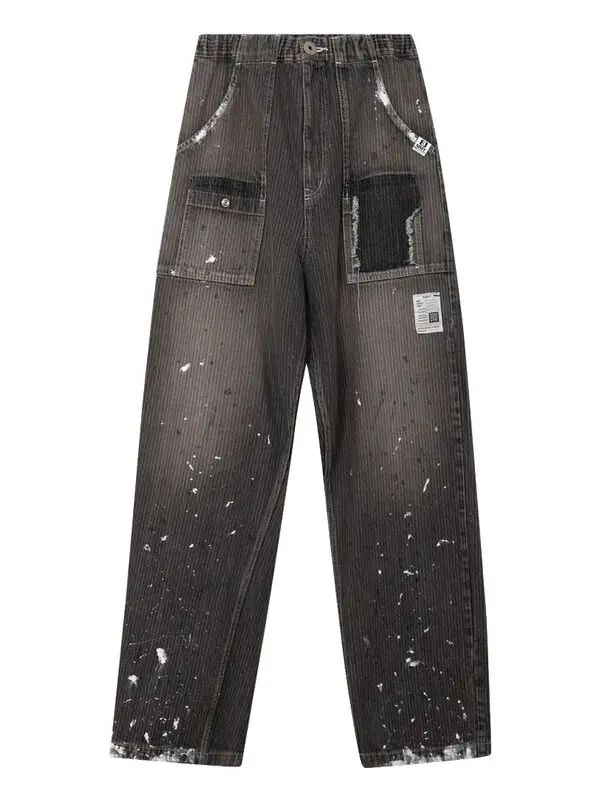 Mihara Yasuhiro Indigo Stripe Denim Bush Pants - Black