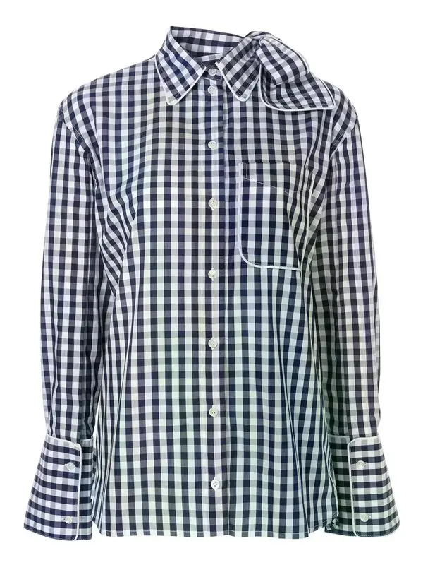 JW Anderson Gingham Bow Shirt - Blue