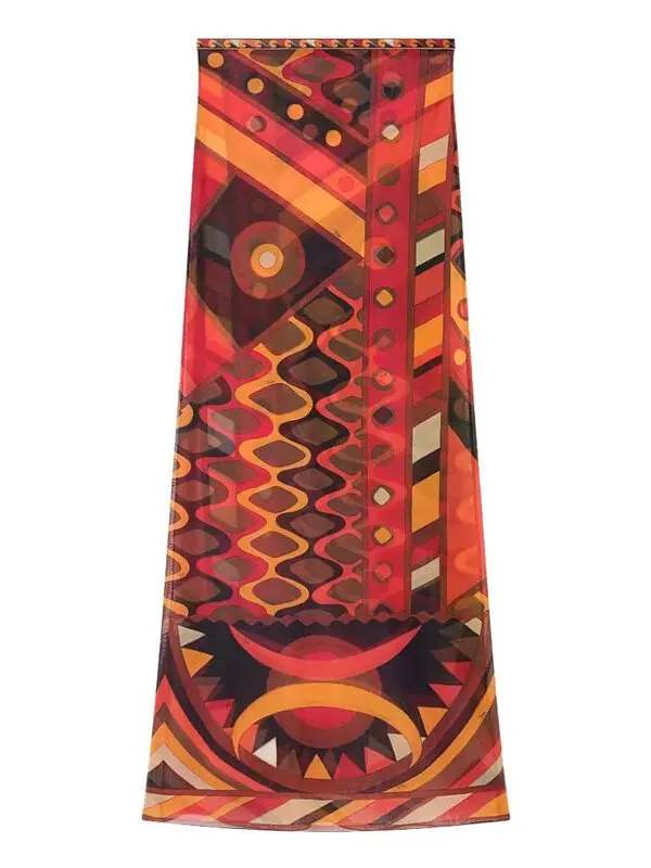 Emilio Pucci Printed Mesh Maxi Skirt - Red