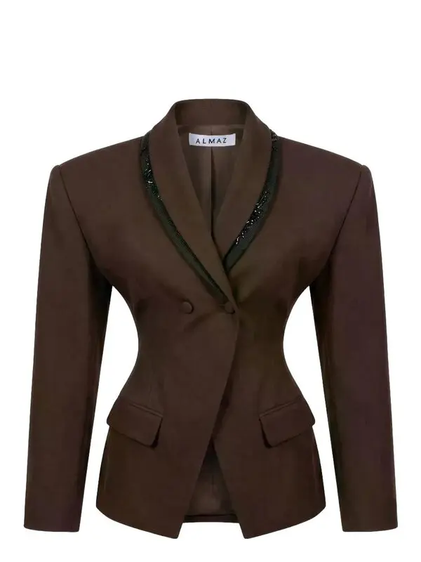ALMAZ Hourglass Bead-embellished Blazer - Brown