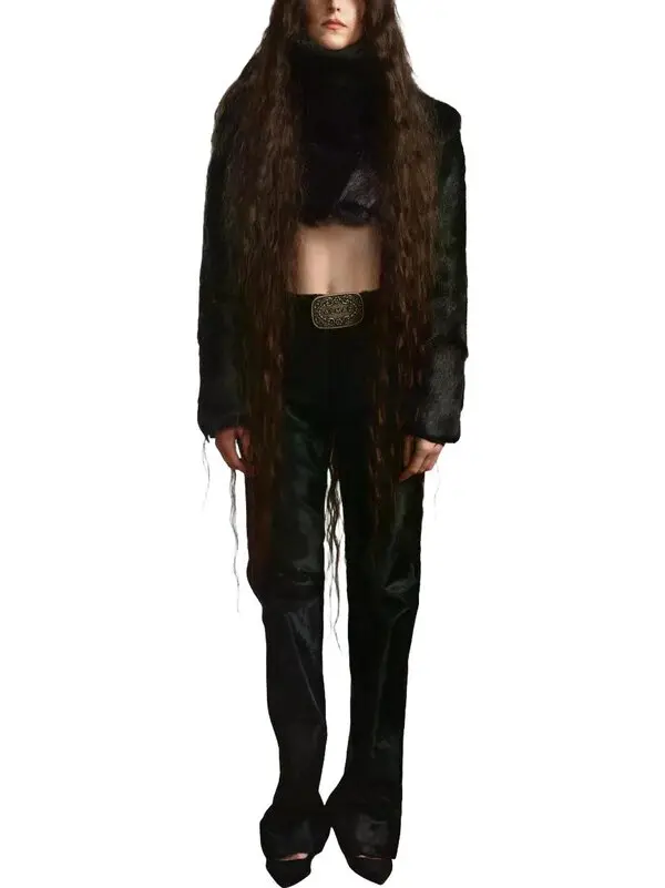 ALMAZ Cropped Fur Jacket - Black