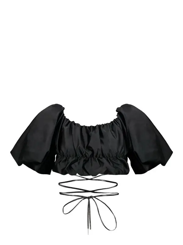ELLERY Lace-up Crop Blouse - Black