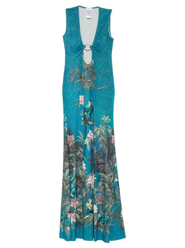 MAZZEI Patterned Cut-out Maxi Dress - Blue