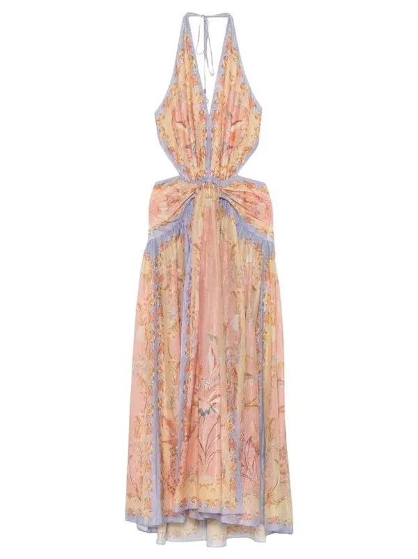 Zimmermann Indra Plunge-neck Maxi Dress - Neutrals