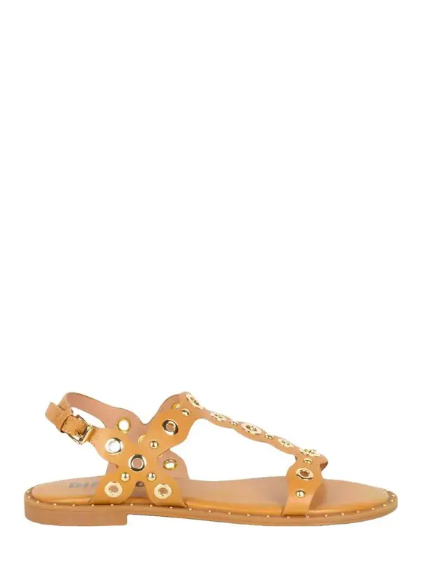 BIBI LOU Eyelet Embellished Studded Sandals - Brown