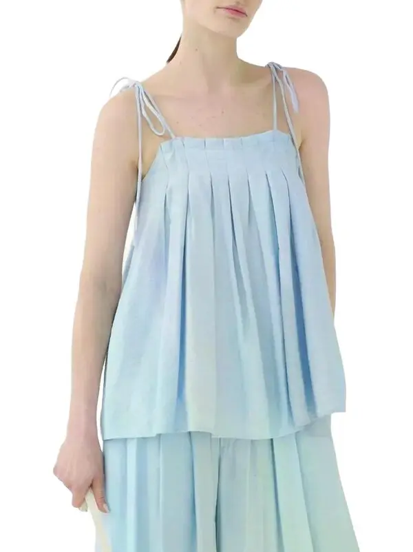 ELEH Pleated Spaghetti-strap Top - Blue
