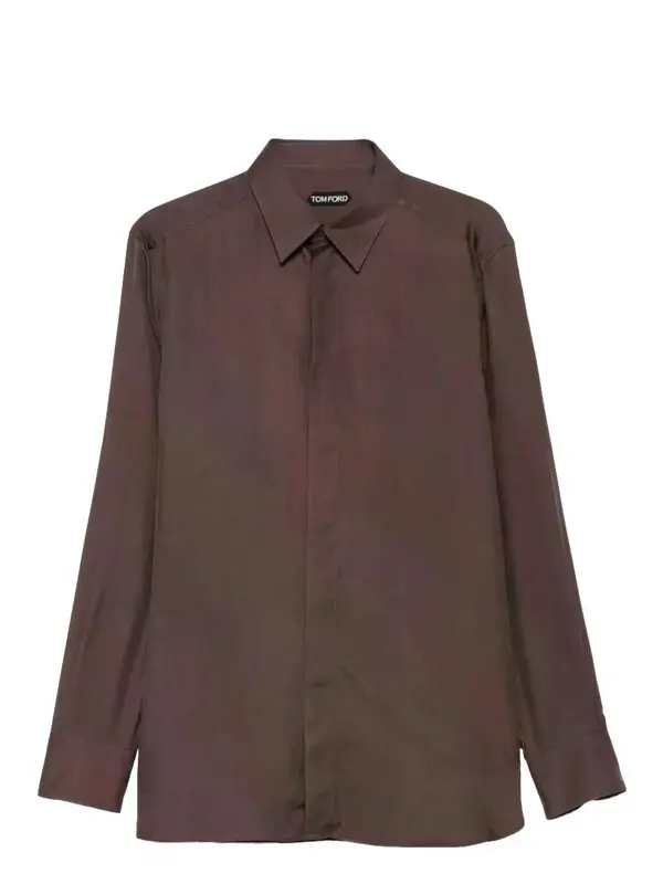 TOM FORD Concealed-fastening Long-sleeve Shirt - Brown