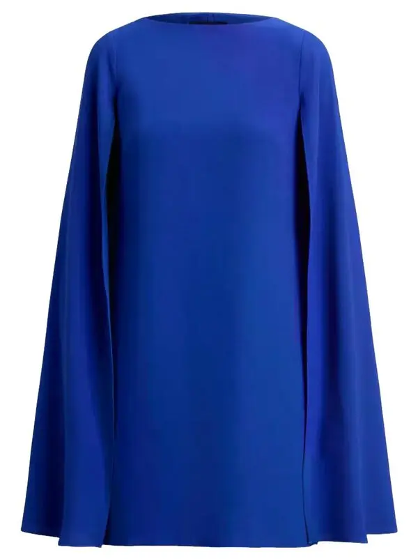 Ralph Lauren Georgette Mini Dress With Cape Overlay - Blue