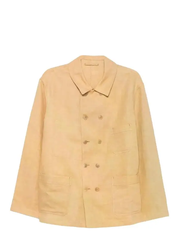 FORTELA Double-breasted Linen Jacket - Brown
