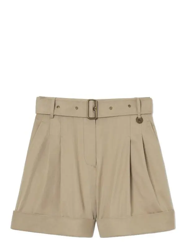 Burberry Belted Tropical Gabardine Shorts - Saltmarsh Beige