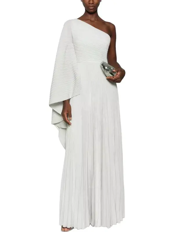 Solace London Maci Pleated One-shoulder Maxi Dress - Grey