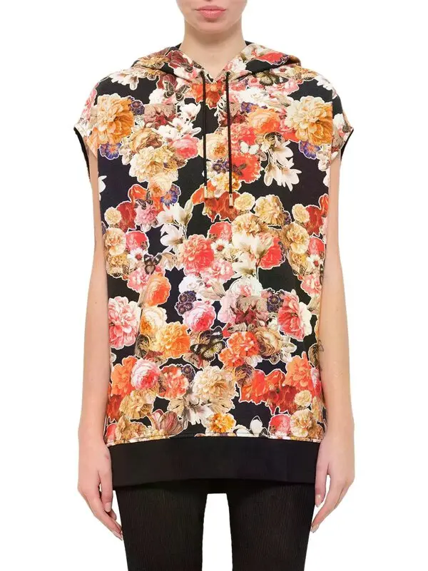Givenchy Sleeveless Floral Print Hoodie - Black