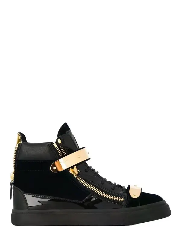 GIUSEPPE ZANOTTI Velvet Zip Detail Hi-top Sneakers - Blue