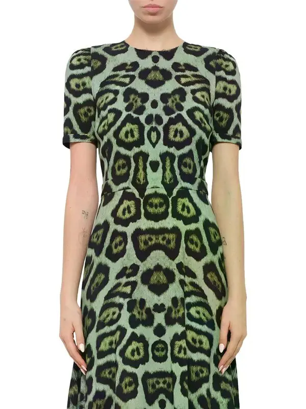 Givenchy Leopard Print A-line Dress - Green