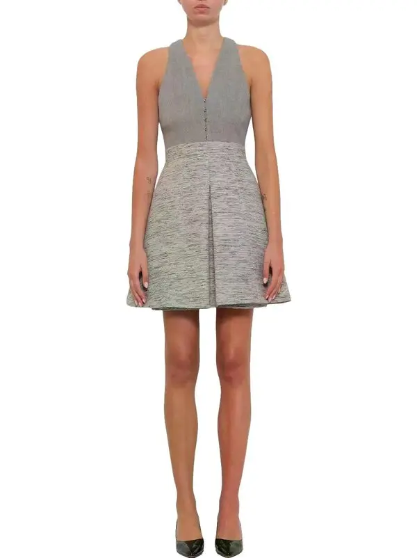 Alexander McQueen V-neck Mini Dress - Grey