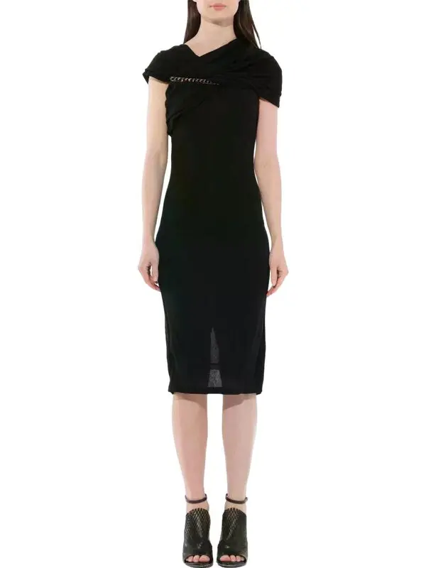 Givenchy Asymmetrical Wrap Midi Dress - Black