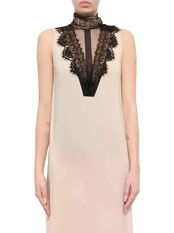 LANVIN Lace Effect Maxi Dress - Neutrals
