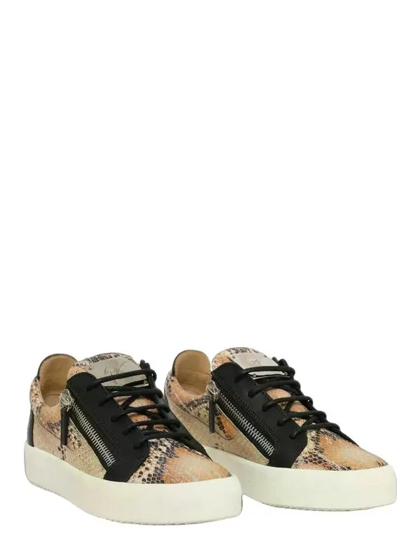 GIUSEPPE ZANOTTI Frankie Low-top Sneakers In Snakeskin-effect Leather - Neutrals