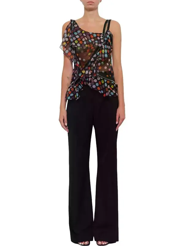 Givenchy Asymmetric Zip Detail Sheer Top - Black