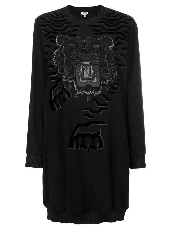 Kenzo Tiger Motif Jumper Dress - Black