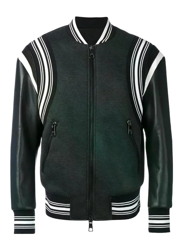 Neil Barrett Striped Trim Bomber Jacket - Black