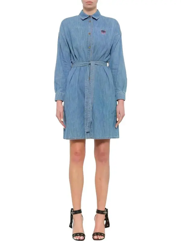 Kenzo Embroidered Tiger Shirt Dress - Blue