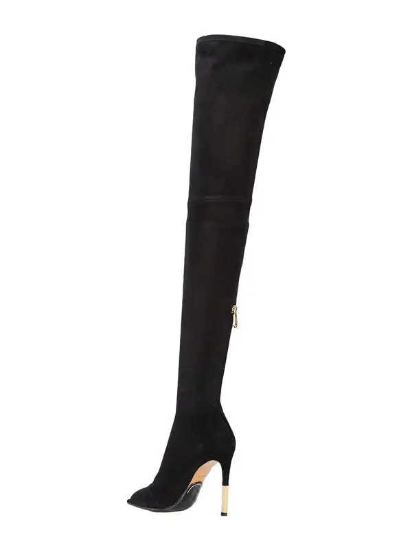 Balmain Open-toe Knee Boots - Black