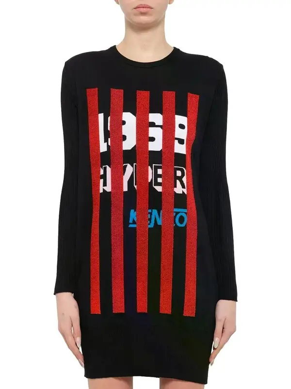 Kenzo Hyper Print Knitted Dress - Black