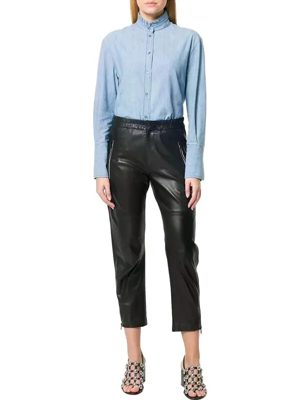 Alexander McQueen Light Cotton Ruffle Collar Shirt - Blue