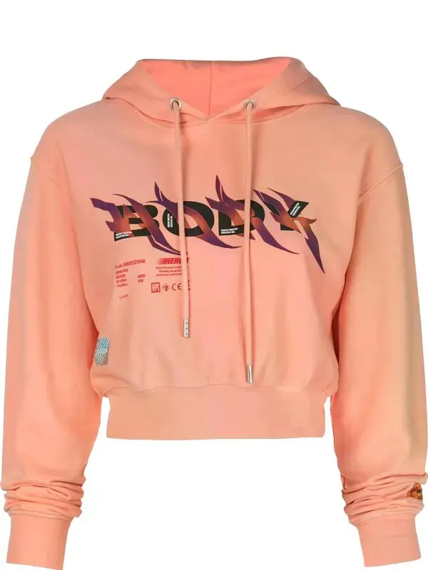 Heron Preston Printed Crop Hoodie - Pink